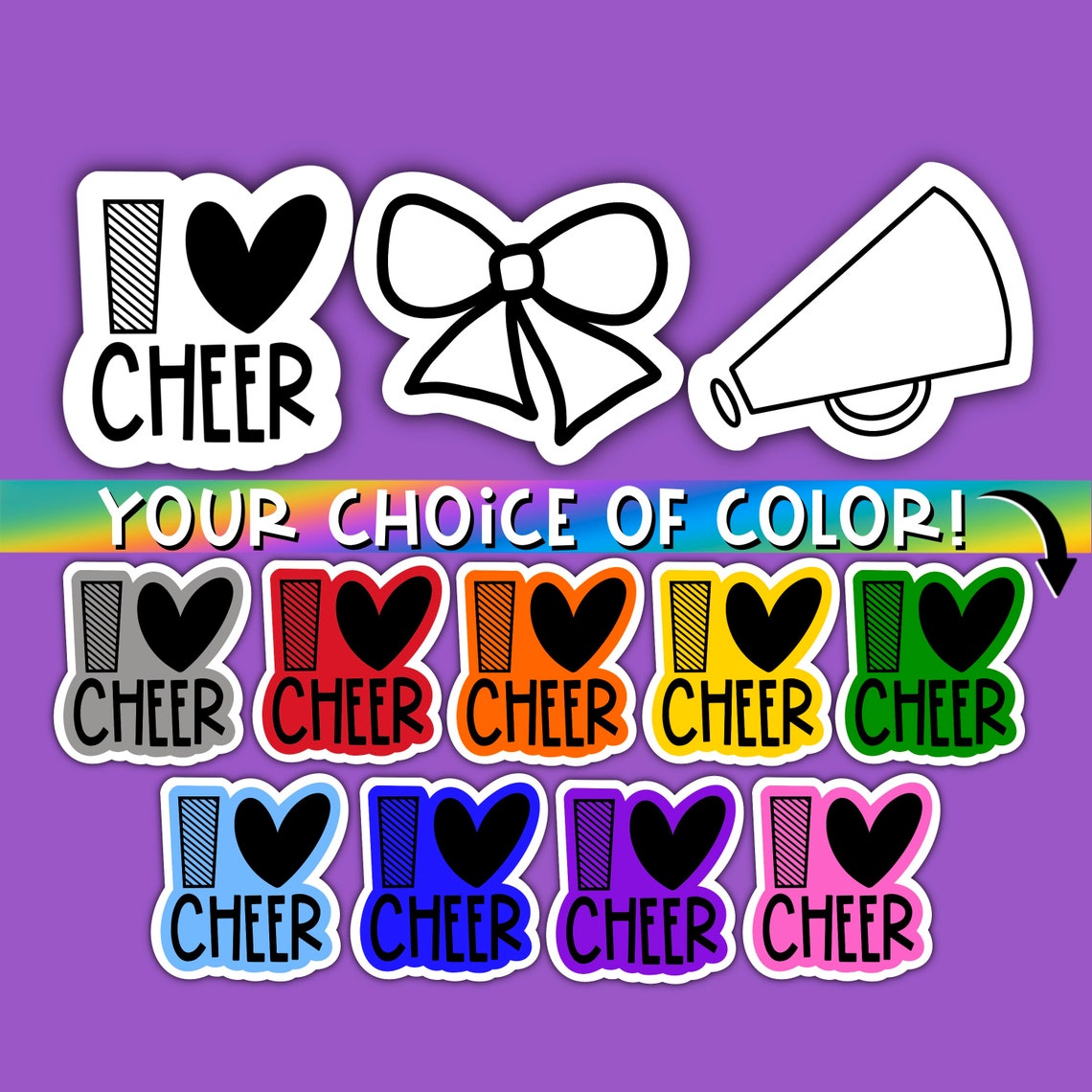 I Love Cheer Sticker Pack of 3 Cheerleading You Choose - Etsy