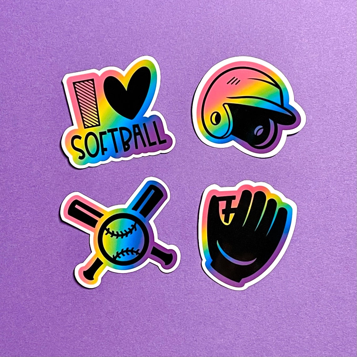 I Love Softball Sticker Pack Softball Player Bats and Ball | Etsy