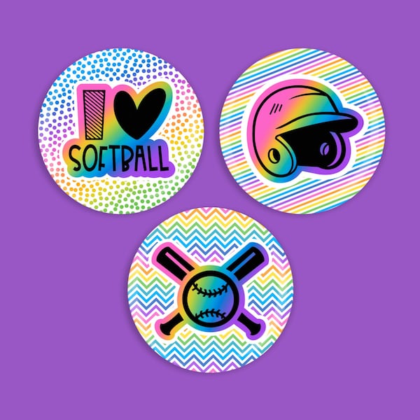 Softball Buttons - Etsy