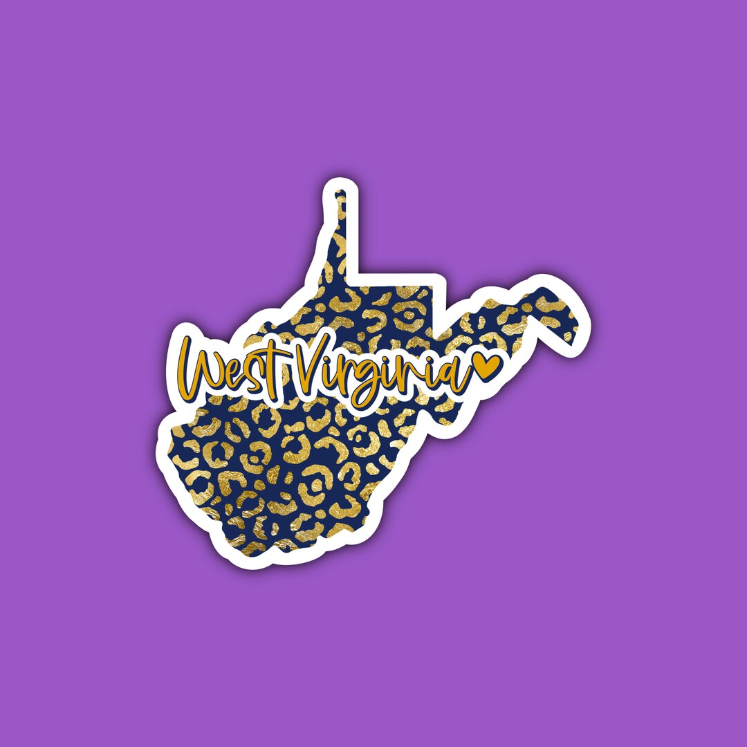 Leopard West Virginia Sticker | West Virginia State Outline | Blue and ...