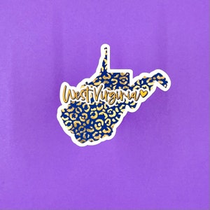 Leopard West Virginia Sticker | West Virginia State Outline | Blue and ...