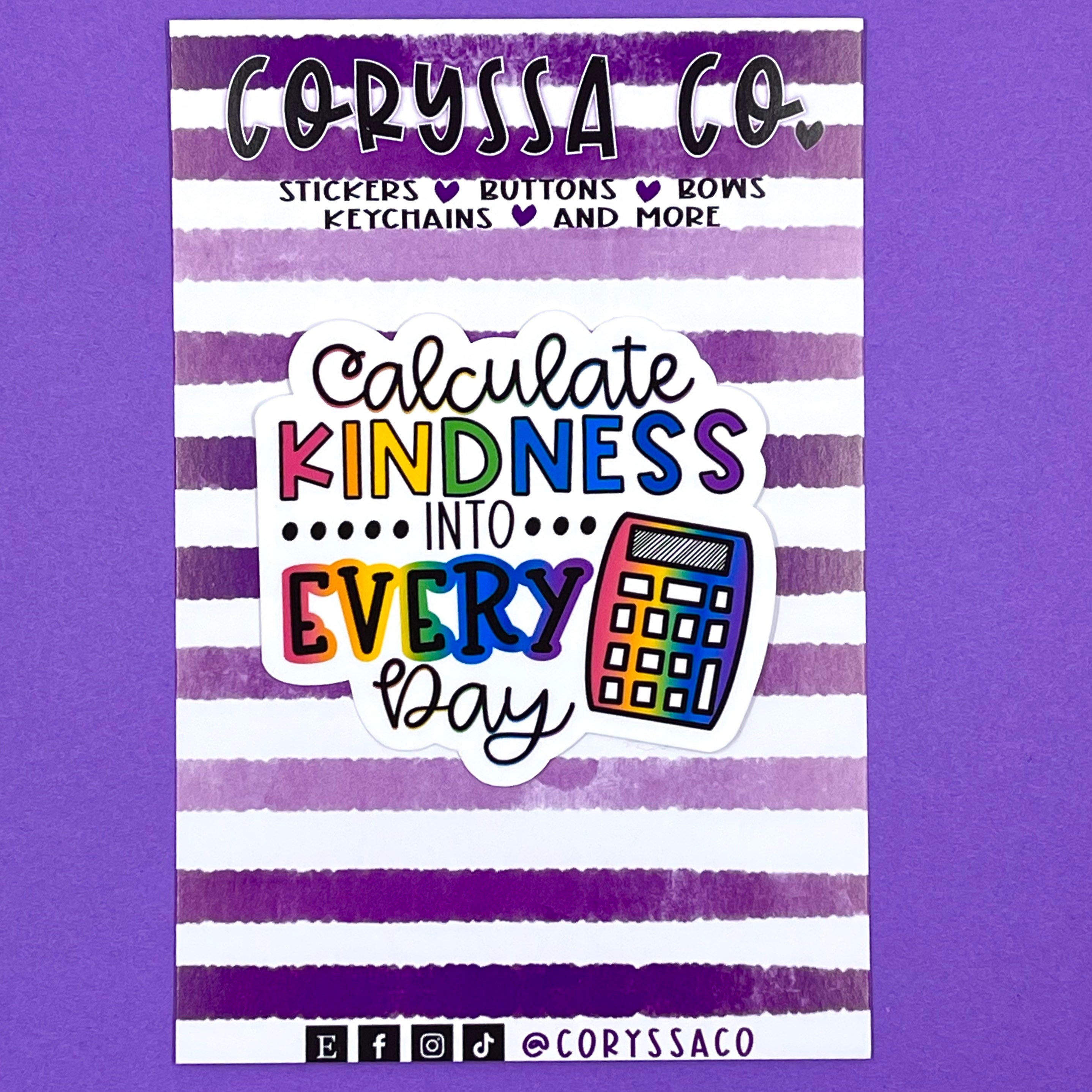 Calculate Kindness Into Every Day Sticker | Math Teacher | Colorful ...