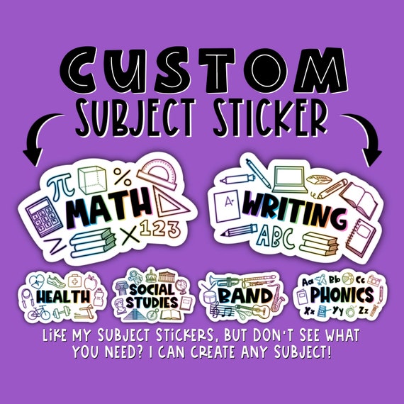 Custom Subject Sticker Subject Symbols Custom Course - Etsy