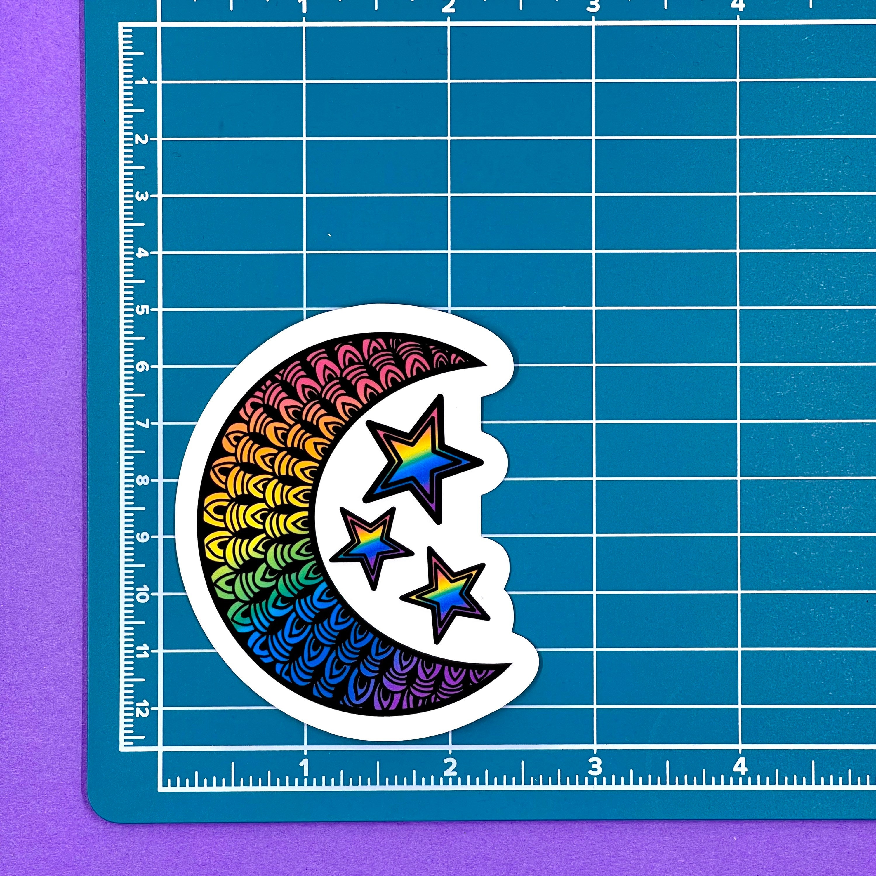 Colorful Moon and Stars Sticker Decorative Moon Colorful - Etsy