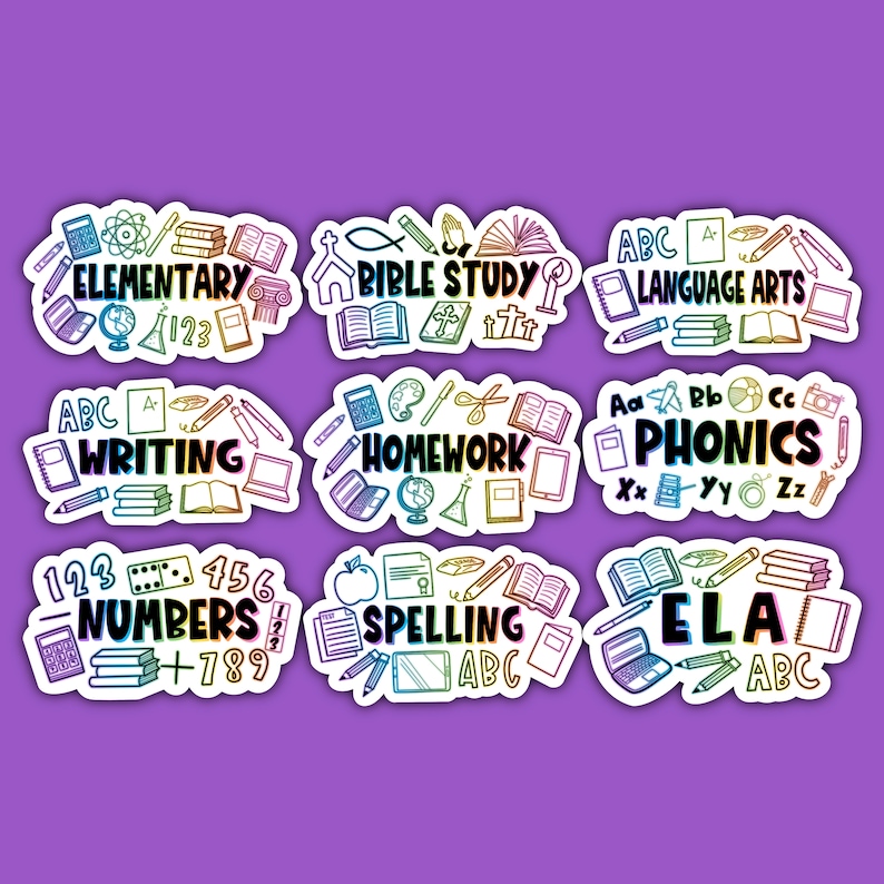 Choice of School Subject Stickers Course Labels School - Etsy