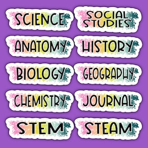 Choice of School Subject Sticker Math English Science Social - Etsy