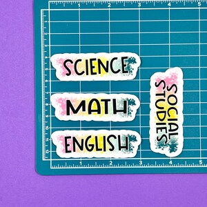Choice of School Subject Sticker Math English Science Social - Etsy