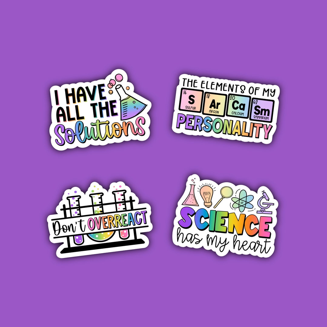 2 Science Teacher Sticker Pack 2 Science Stickers Solutions Elements of ...