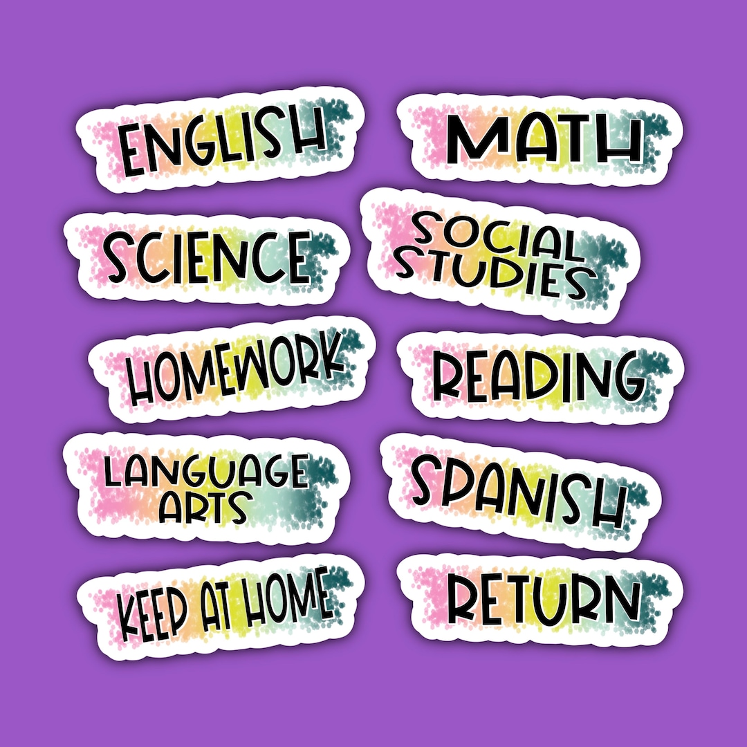 Choice of School Subject Sticker Math English Science Social - Etsy