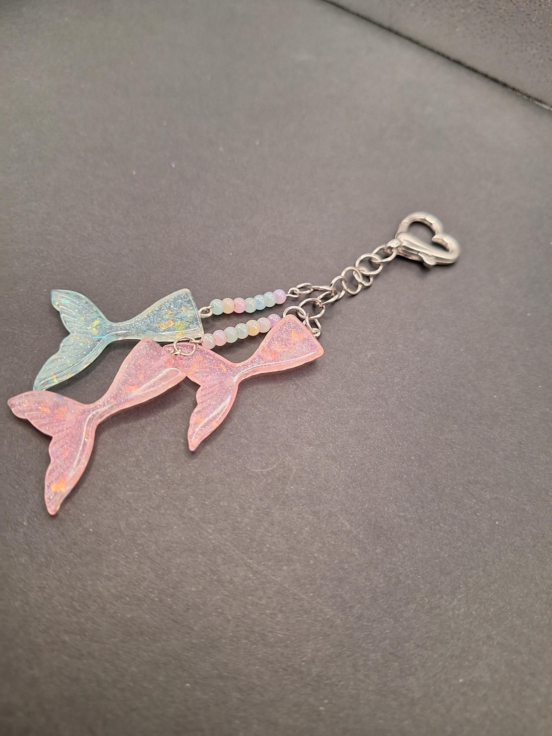 Mermaid Tail Keychain Pink and Blue Bead Keychain - Etsy