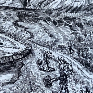 Isengard Lord of the Rings Drawing Tolkien Art Print Orthanc Ink ...