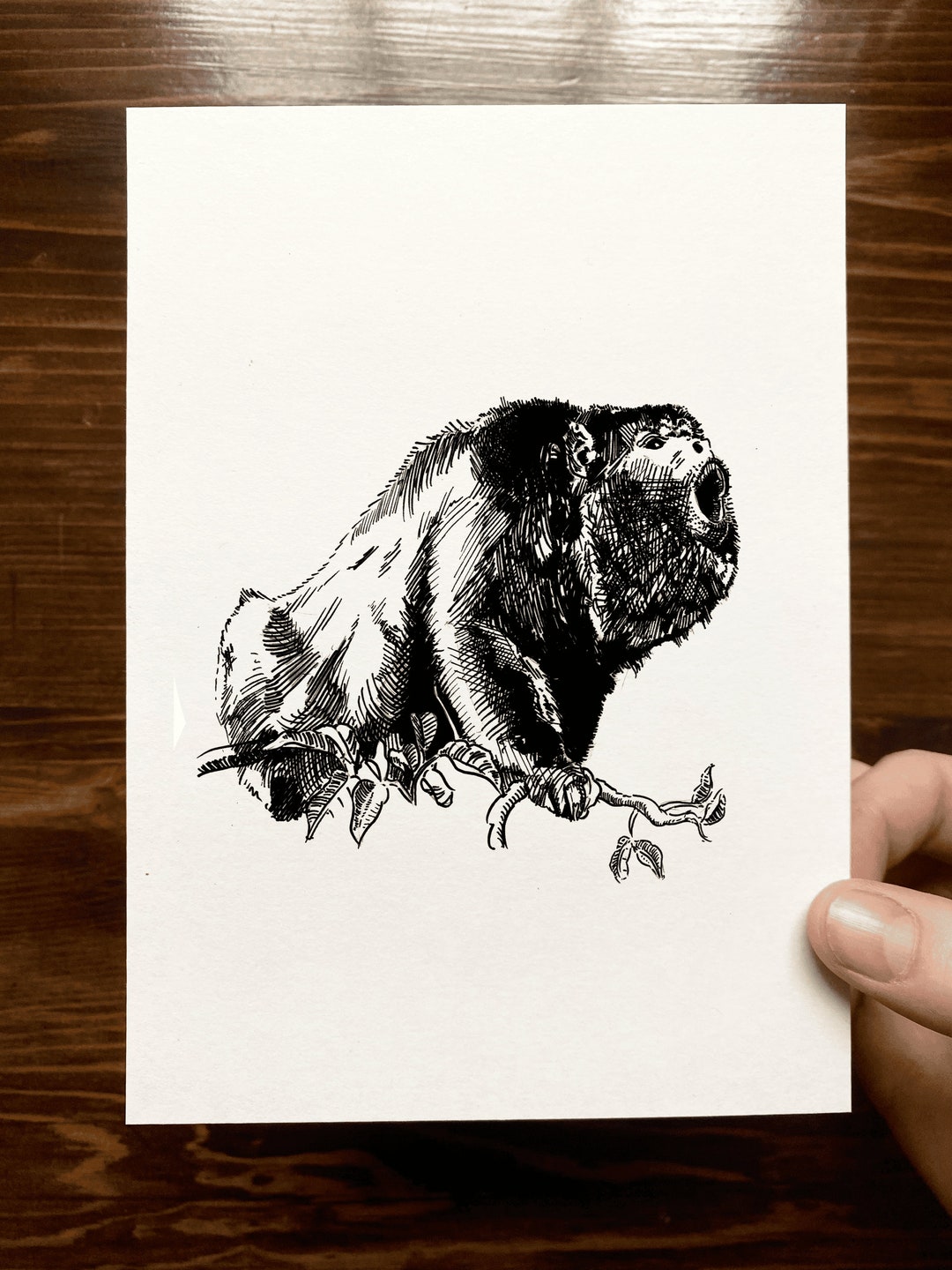 Howler Monkey Animal Drawing Wall Art Art of Zoo Animal Art Print ...
