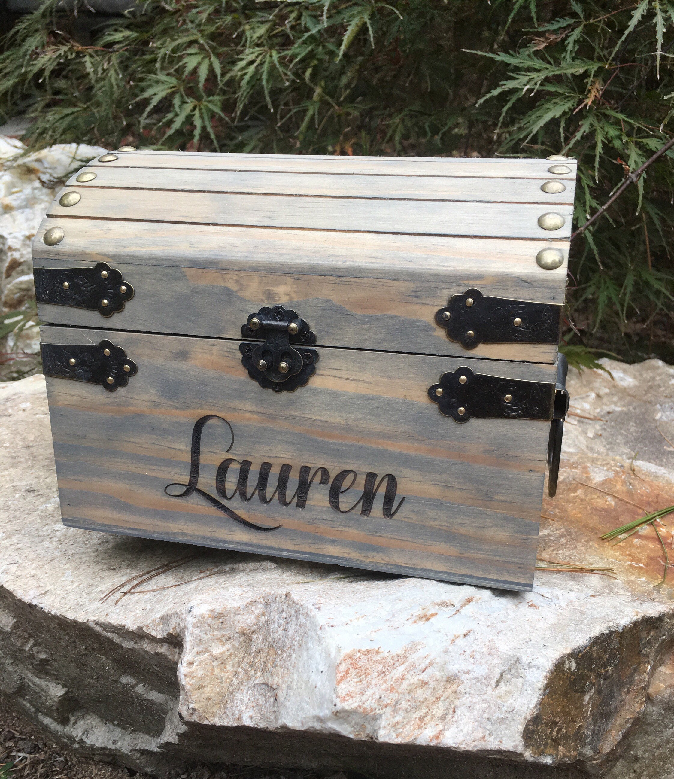 Grey rustic keepsake box | Etsy