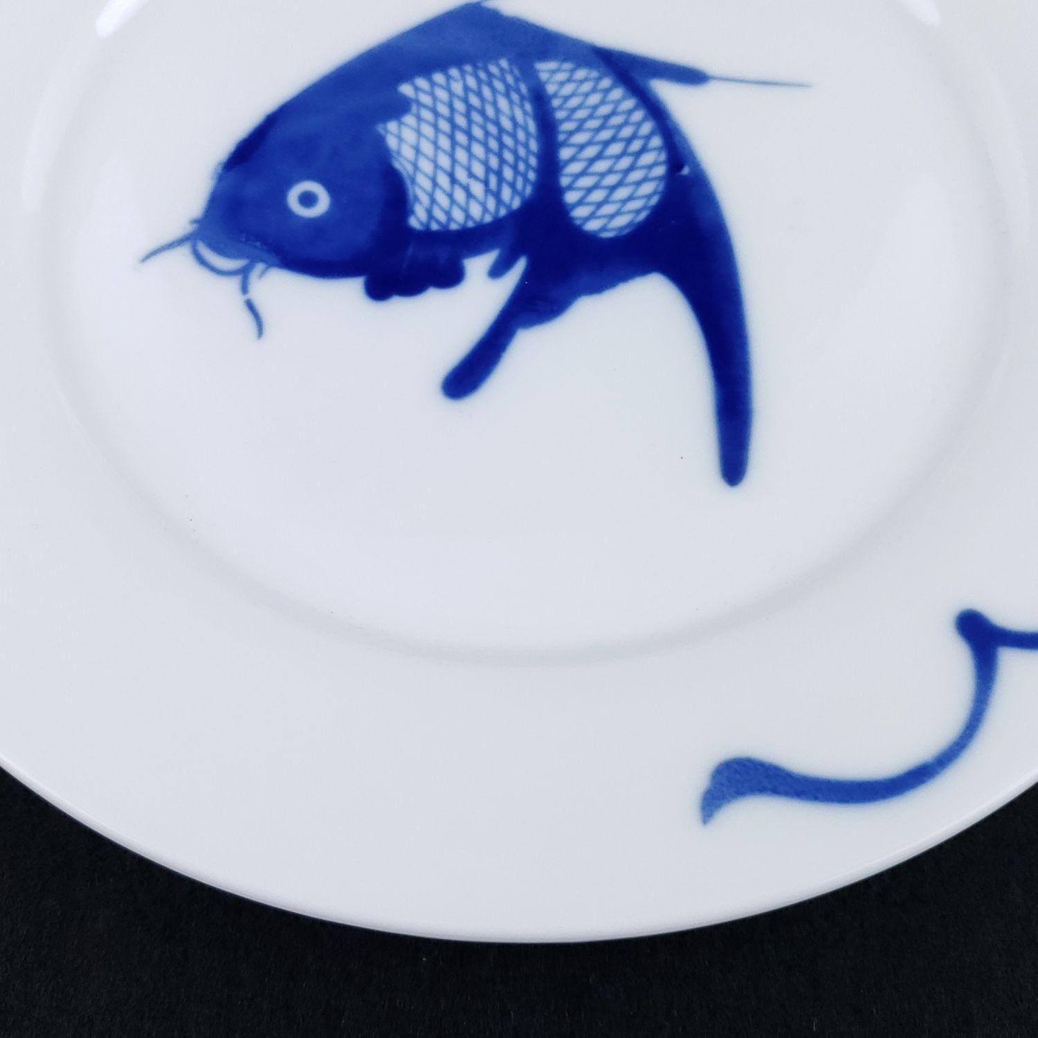 Misty Rose Koi Fish Dinner Plate Blue Cobalt On White Ceramic | Etsy