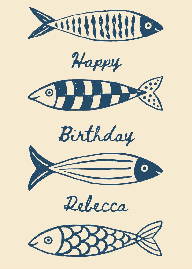 Editable Sardine Birthday Invitation – Coastal Fish Theme – 30th ...