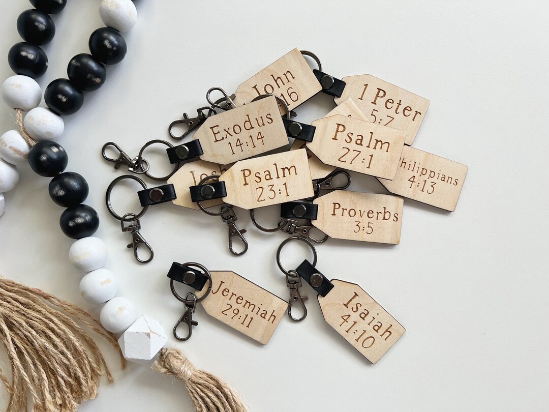 Bible Verse Wooden Key Tag Keychains, Christian Keychain Car ...