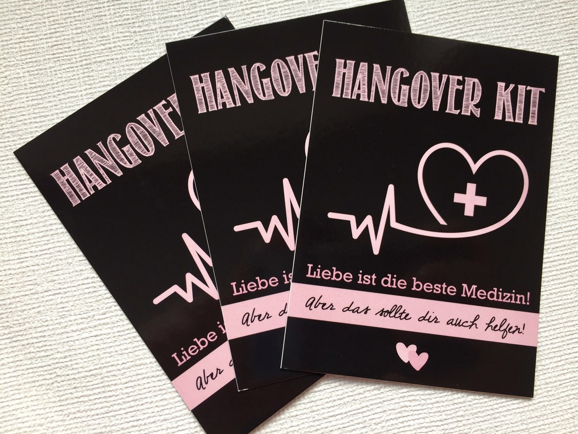 Hangover Kit Cards in Pink/black - Etsy UK