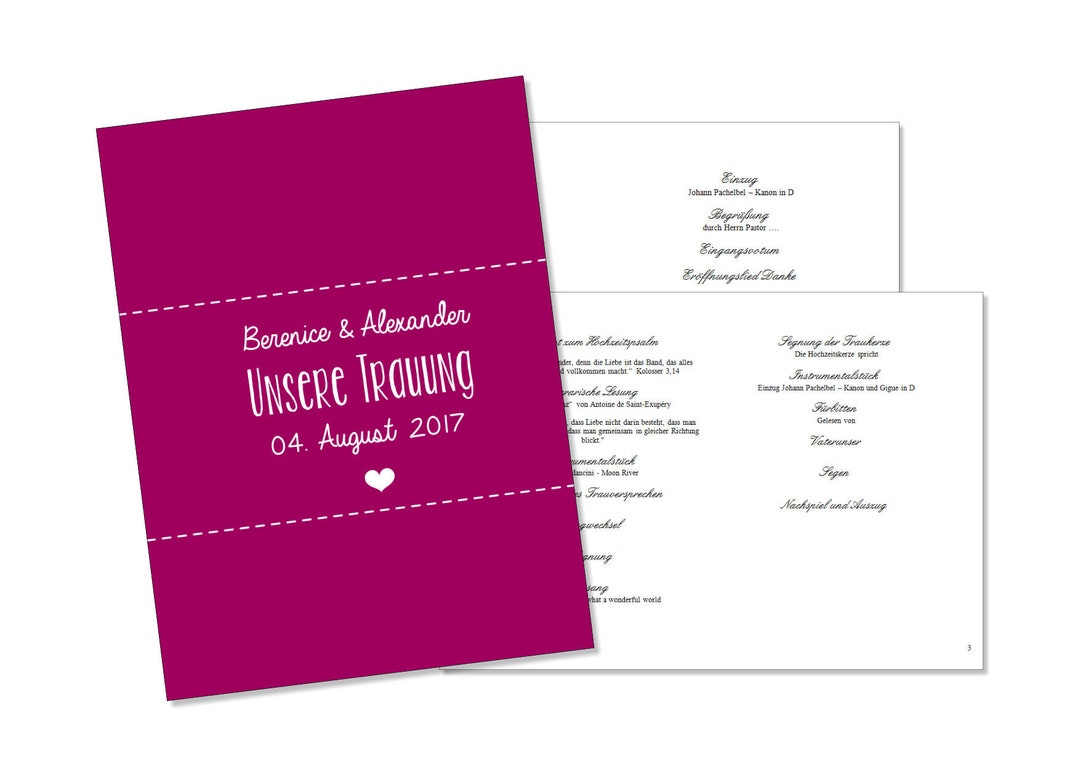 Digital Church Booklet to Print Yourself Berry - Etsy