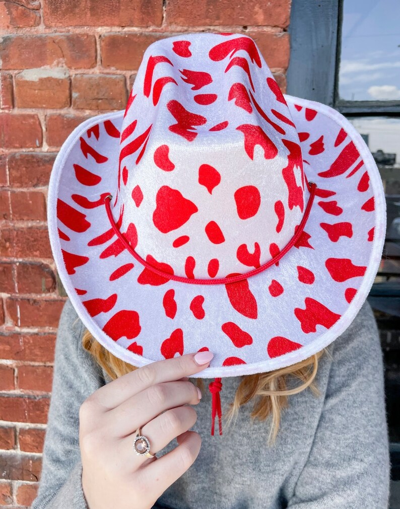 Cow Print Cowboy Hat Custom Colors Birthday Bachelorette Party - Etsy