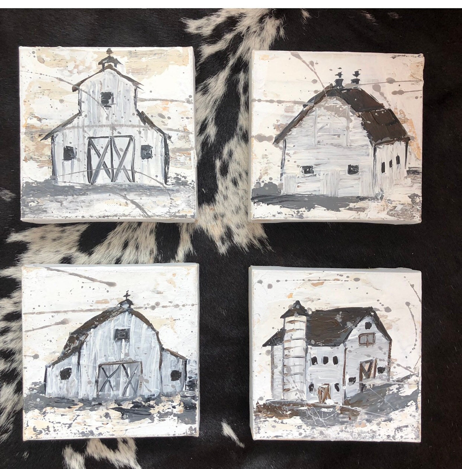 Barn 4 6x6 Farmhouse Decor, Original Art, Barn Painting, Country Art ...