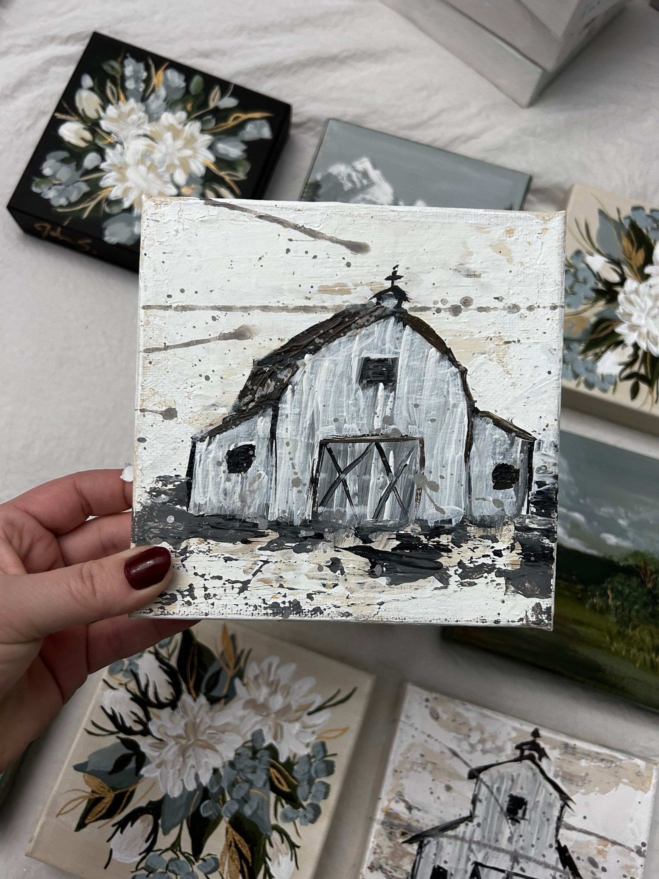Barn 4 6x6 Farmhouse Decor, Original Art, Barn Painting, Country Art ...
