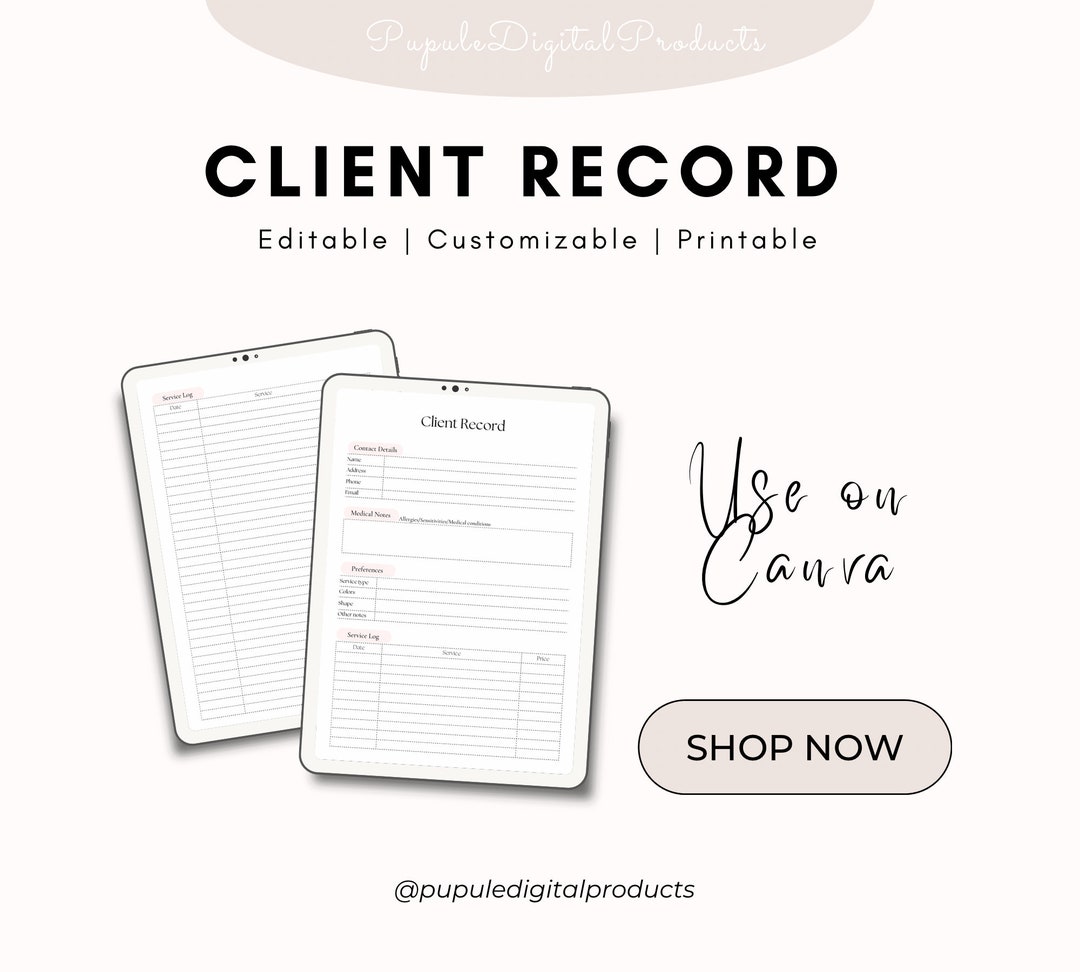 Editable Client Log for Beauty Professionals - Etsy