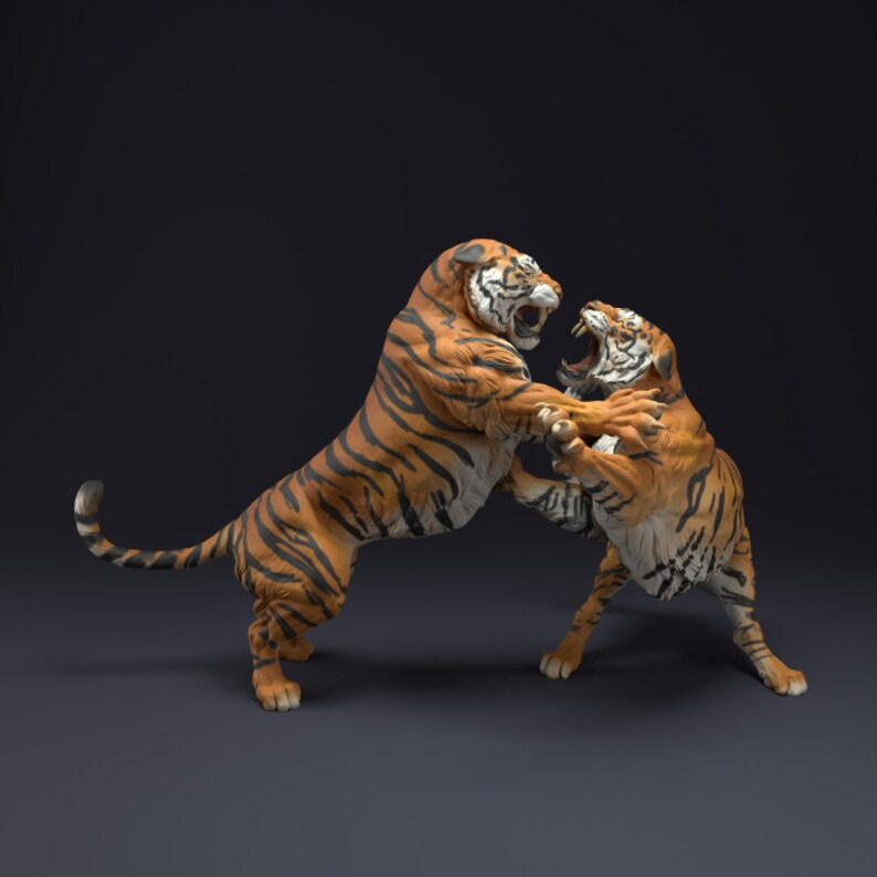 Fighting Bengal Tigers 3D Printed Miniature - Etsy