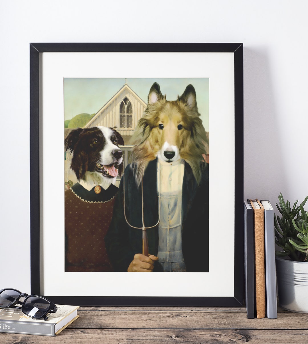 American Gothic With Collie Dogs - Etsy
