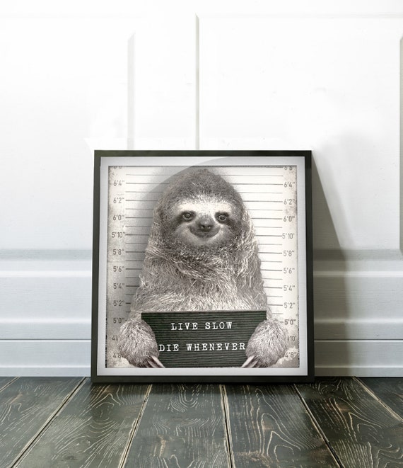 Mugshot Sloth Print / Home Decor / Wall Art / Poster / Gift | Etsy