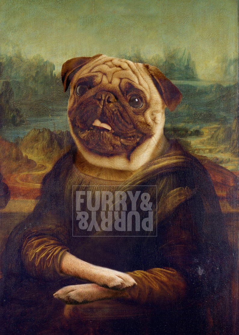 Mona Lisa Pug- Print / Home Decor / Wall Art / Poster / Gift / Birthday ...