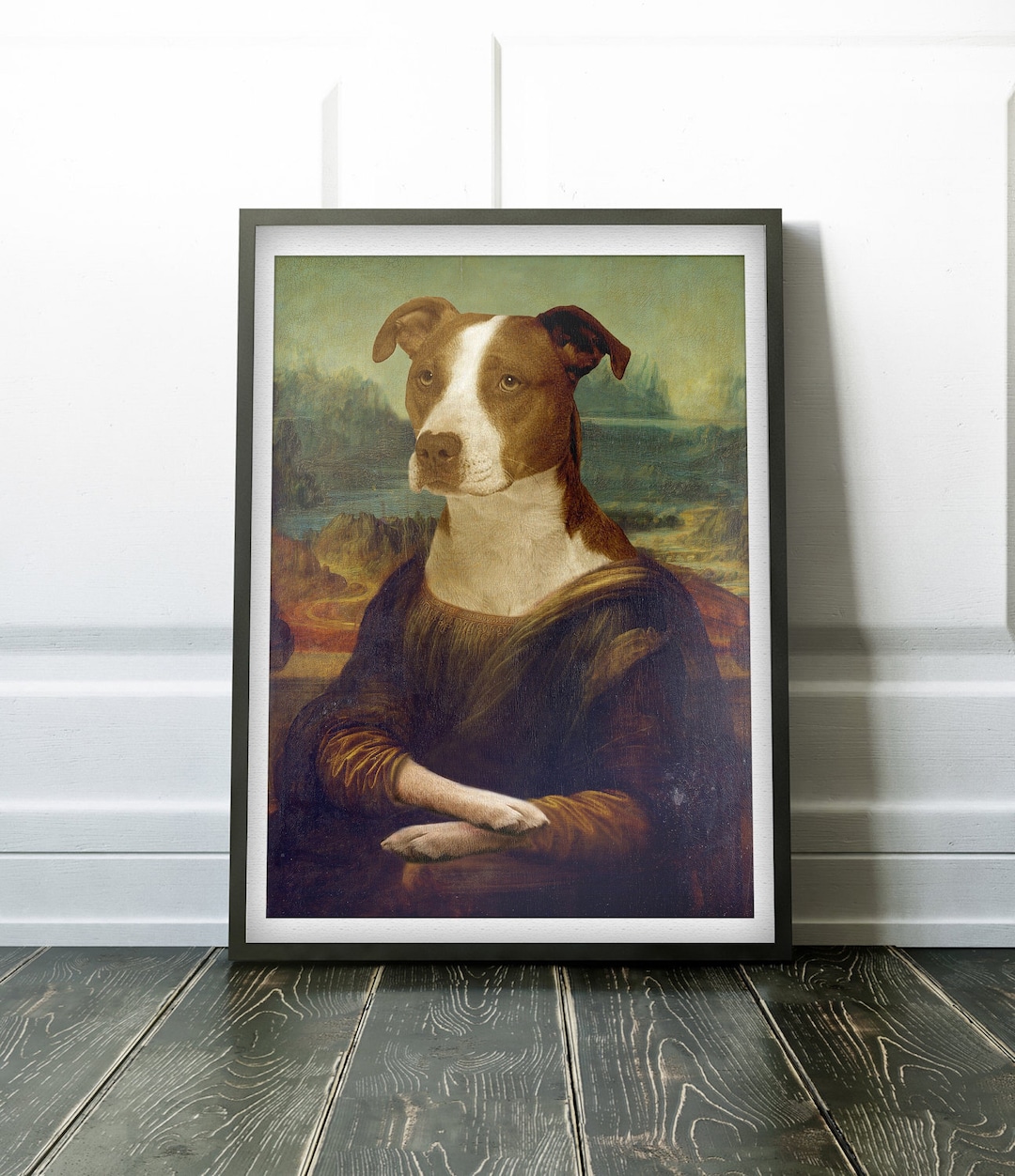 Mona Lisa French Pit Bull Print / Home Decor / Wall Art / Poster / Gift ...