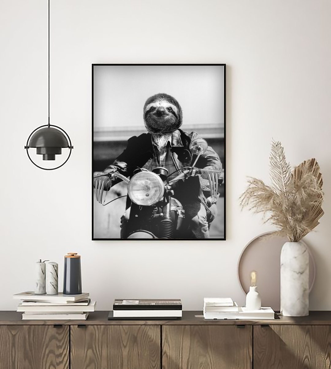 Biker Sloth Riding a Motorcycle - Print / Home Decor / Wall Art ...