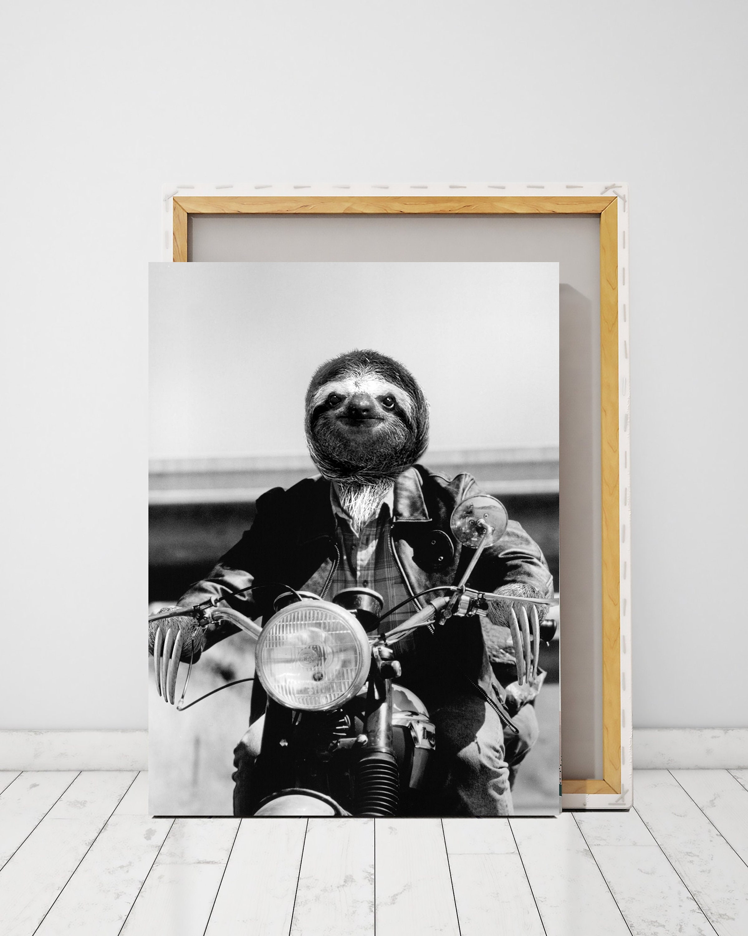 Biker Sloth Riding a Motorcycle Print / Home Decor / Wall Art / Poster ...