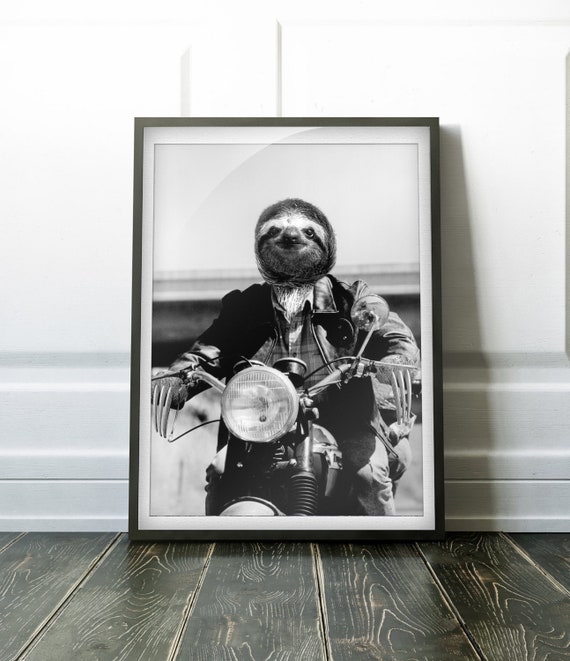 Biker Sloth Riding a Motorcycle Print / Home Decor / Wall - Etsy