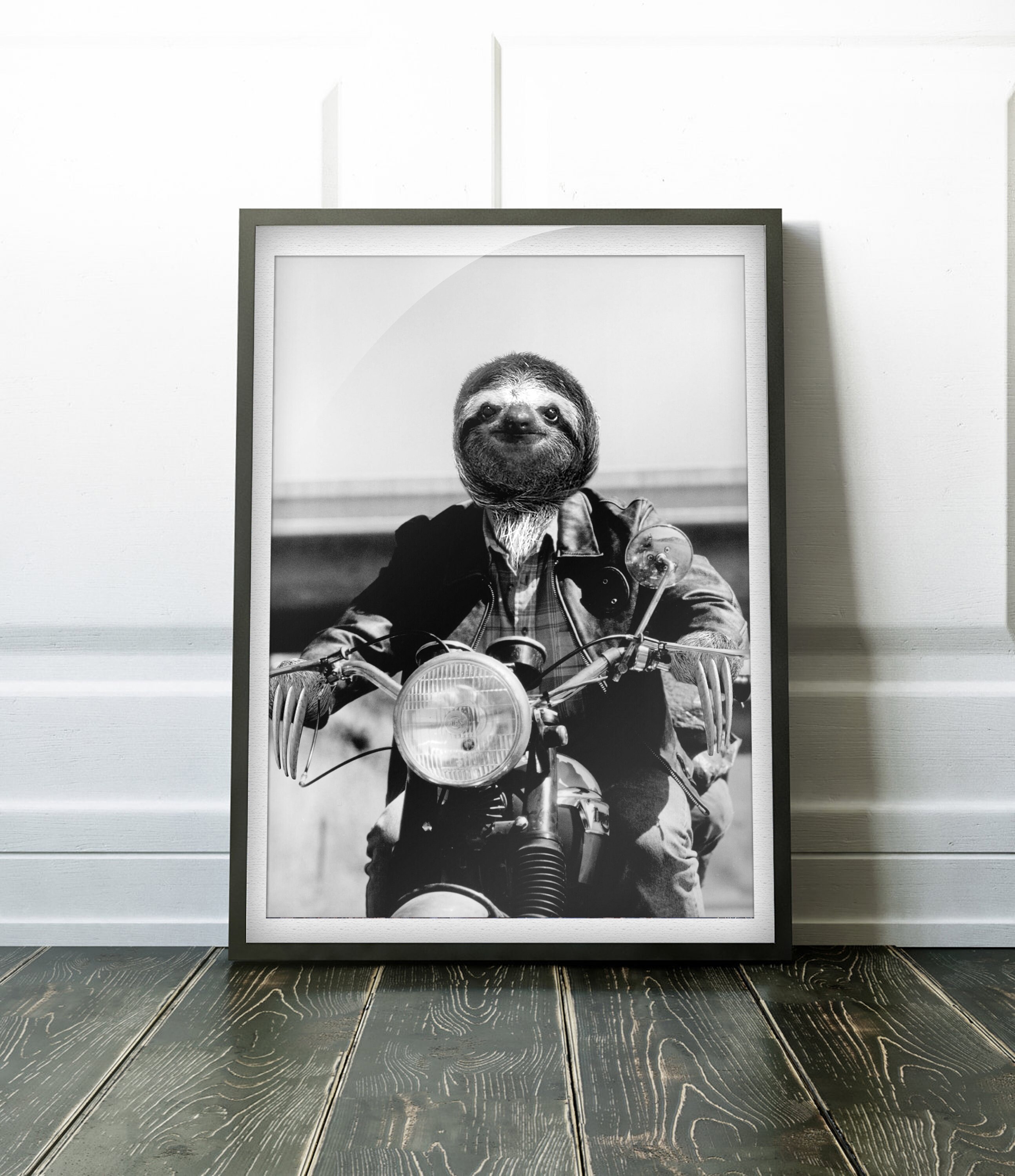 Biker Sloth Riding a Motorcycle - Print / Home Decor / Wall Art ...