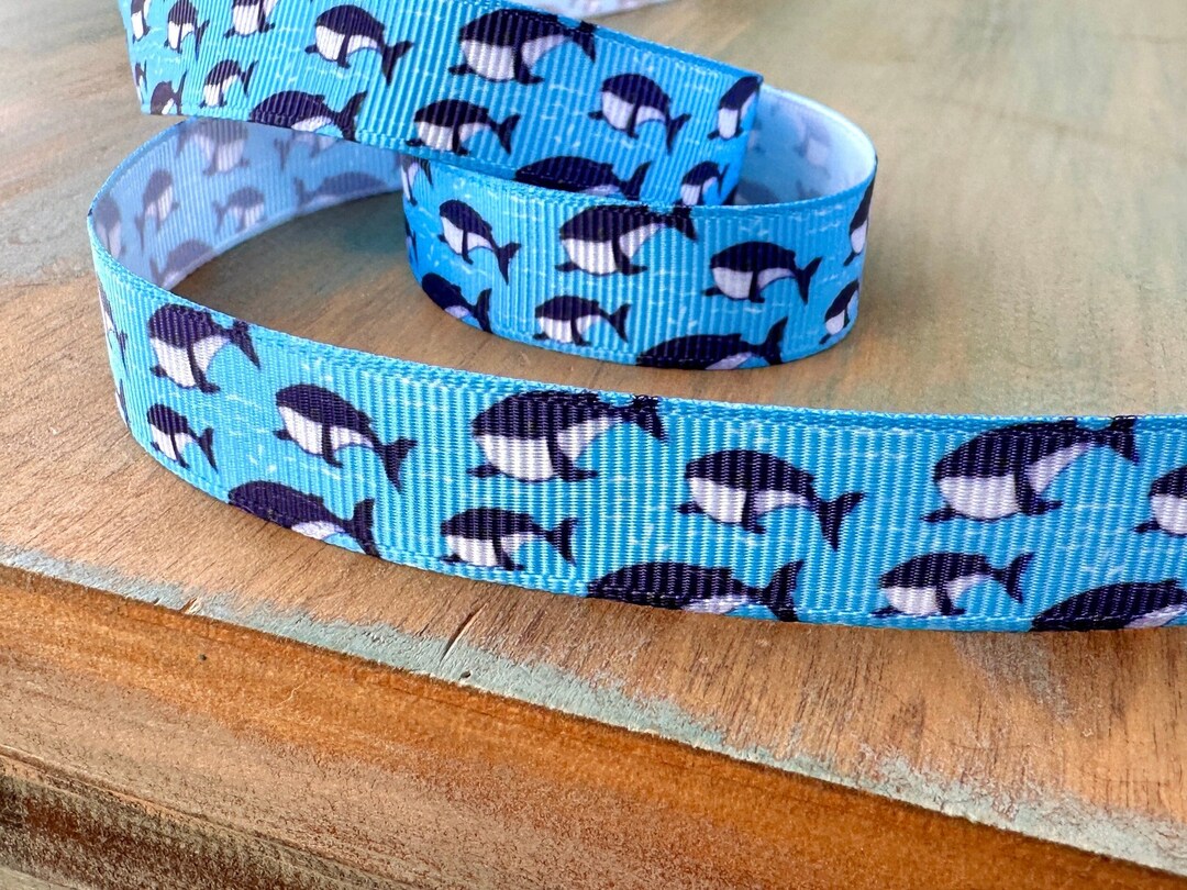 Whales Grosgrain Ribbon 16mm 38mm Blue Whale Nautical Ribbon Ocean ...