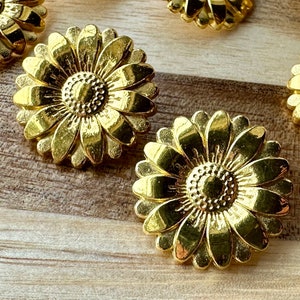 Gold Dahlia Shank Metal Buttons 2 or 6 Piece 17mm Metal Floral Buttons ...