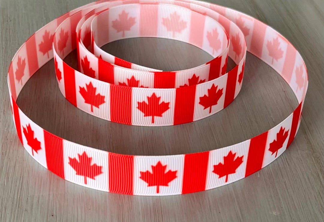 Canadian Maple Leaf Grosgrain Ribbon 22mm Support Canada Trim Patriotic ...