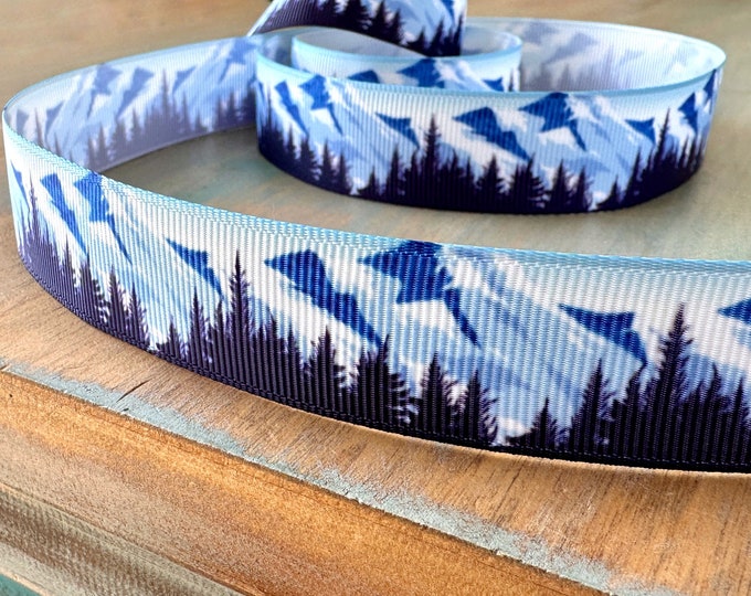 Snow Capped Mountain Grosgrain Ribbon 22mm Nature Ribbon Outdoor Party ...