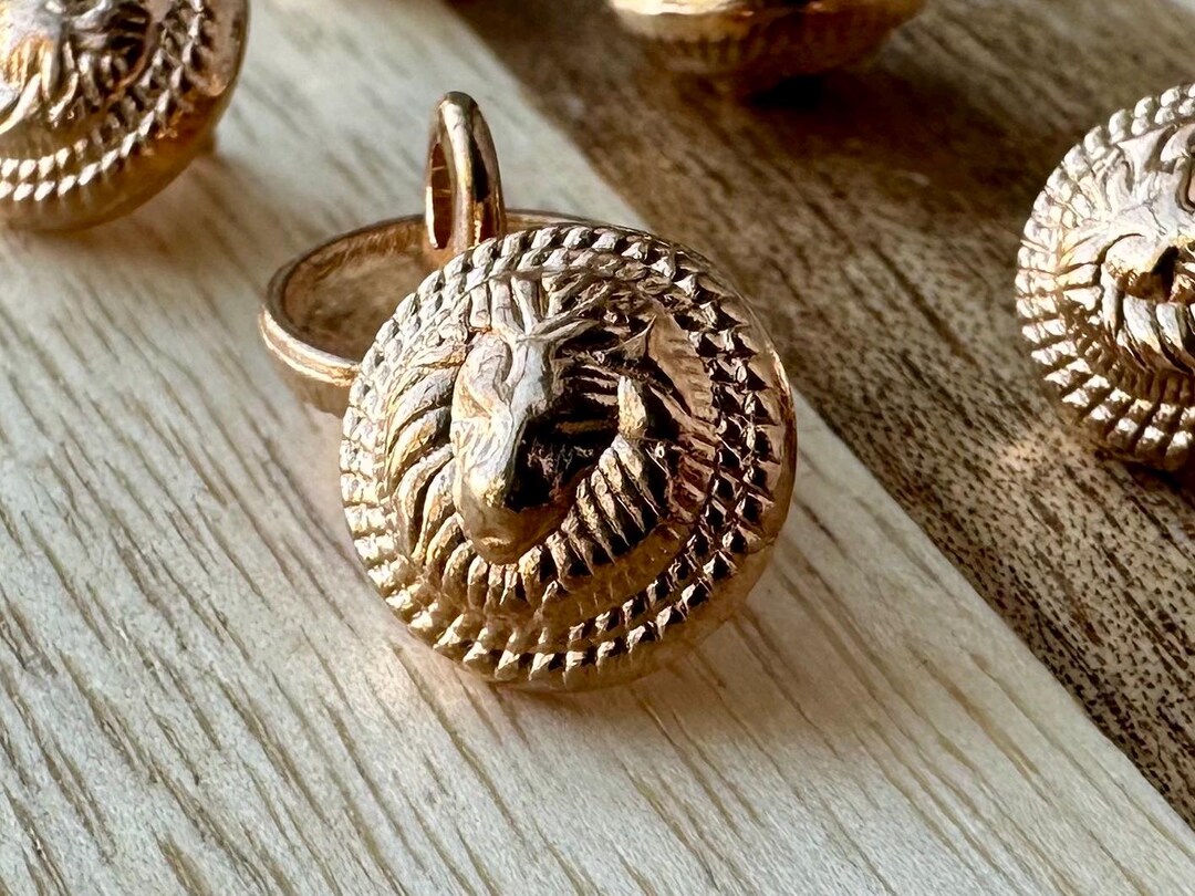 Golden Mane Metallic Lion Shank Buttons 10mm Metal Vintage Golden ...
