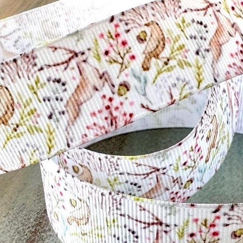 White Fox Woodland Ribbon - Etsy