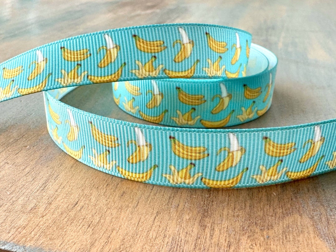 It’s Bananas Grosgrain Ribbon 16mm Blue Ribbon Bananas Monkey Party ...