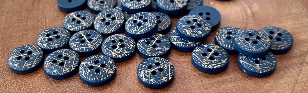 Navy Blue Branch Wood Buttons 12mm Floral Carved Design Fasteners for ...