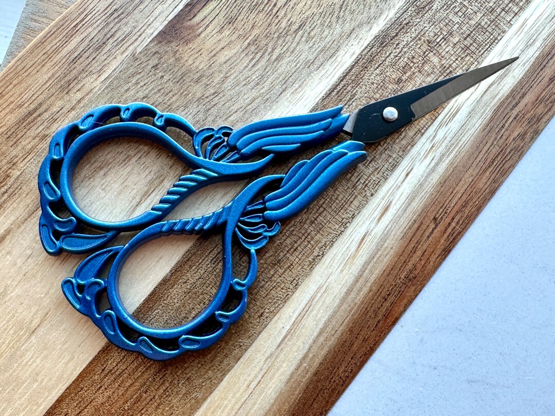 Angel Wings Blue Scissors 4.5 Inch Stainless Steel Craft Snippers ...