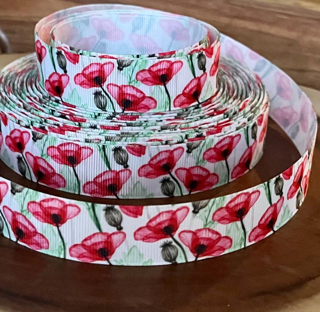 Red Petunia Flower Grosgrain Ribbon 22mm Nature Ribbon Outdoor Party ...