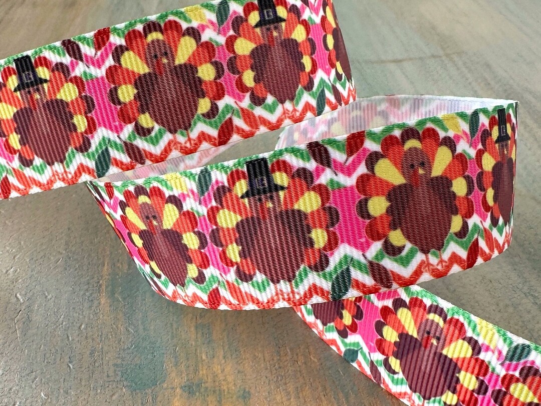 Turkey Parade Grosgrain Ribbon 16mm 25mm Thanksgiving Ribbon Trim for ...