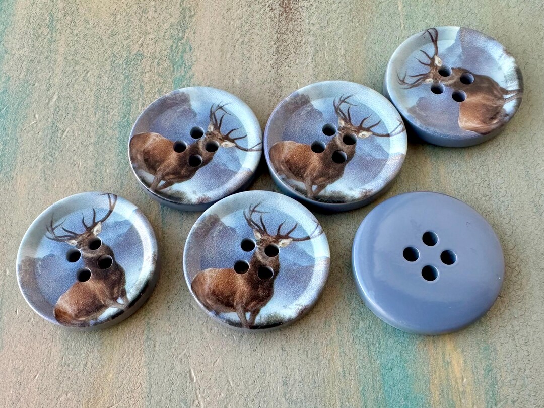 Big Buck Organic Polymer Buttons 22mm 30mm Round Buttons Minimalist Blue 4 Eye Fasteners for ...