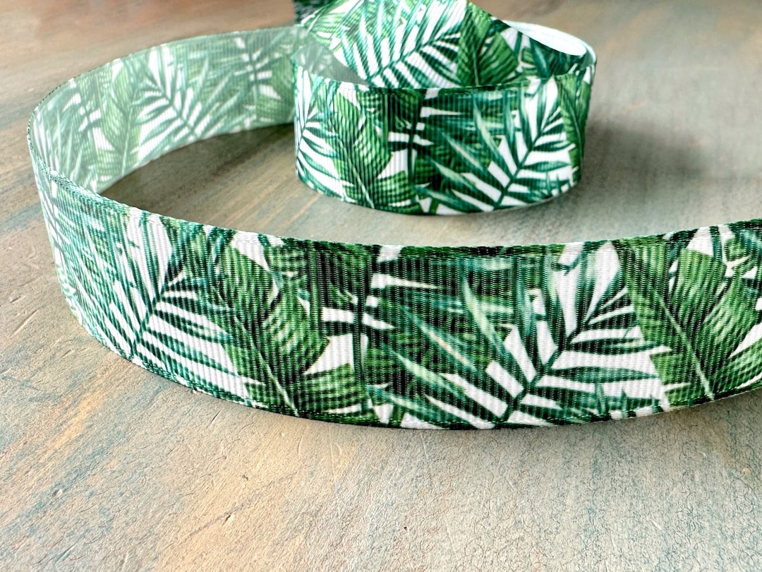 Leaves N Fronds Grosgrain Ribbon 10mm 16mm 25mm 38mm Palm Leaf Ribbon ...