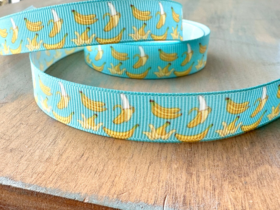 Its Bananas Grosgrain Ribbon 16mm Blue Ribbon Banana Monkey Party Decor ...