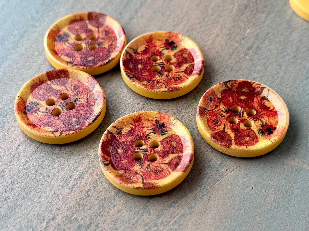 Autumn Garden Organic Polymer Button 22mm 30mm 4 Eye (6 Piece Set) - Etsy